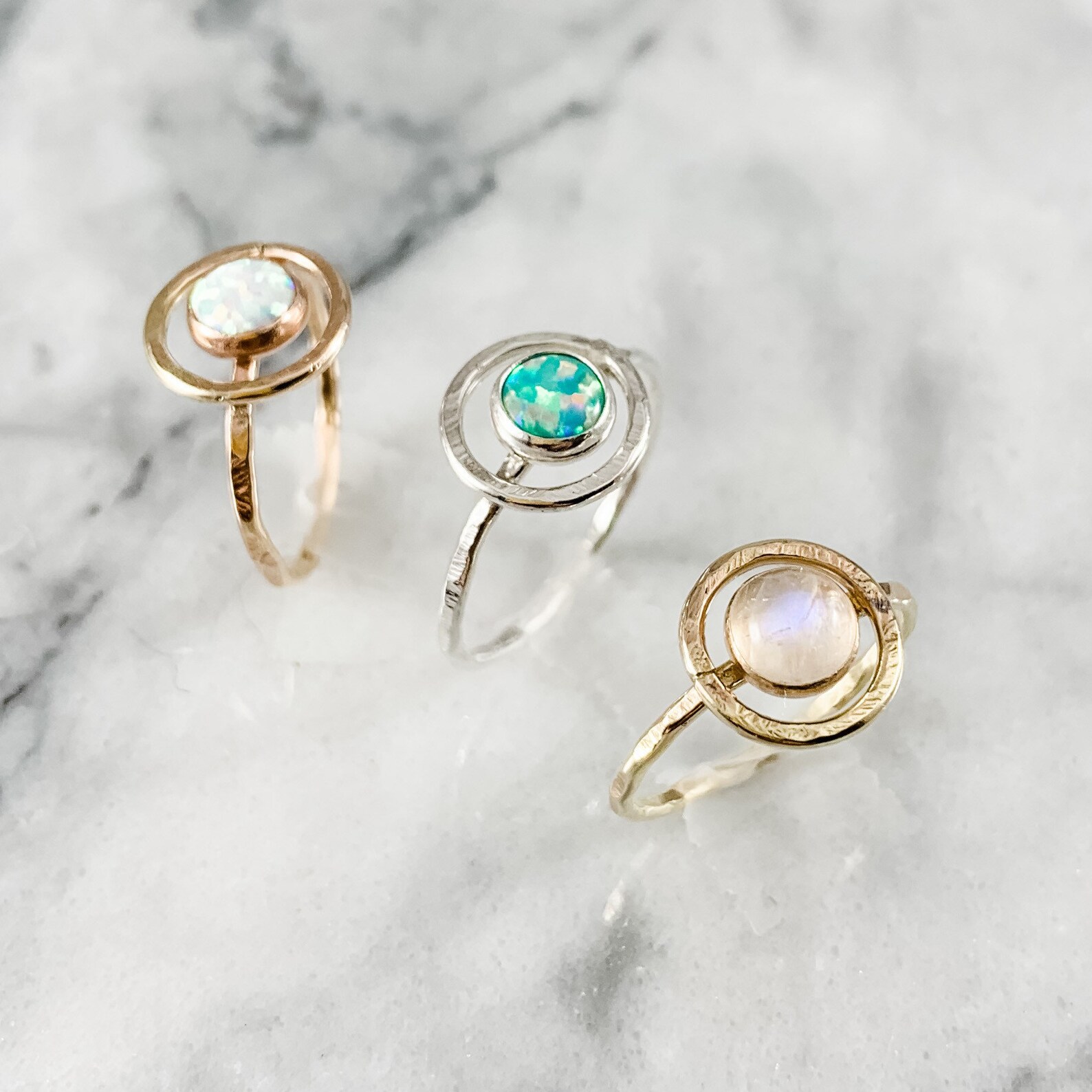 Orbit Gemstone Ring Saturn Style Ring Opal Jewelry | Etsy