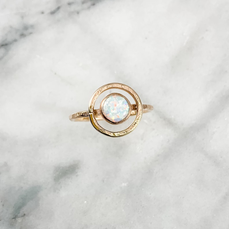 Orbit Gemstone Ring Saturn Style Ring Opal Jewelry - Etsy