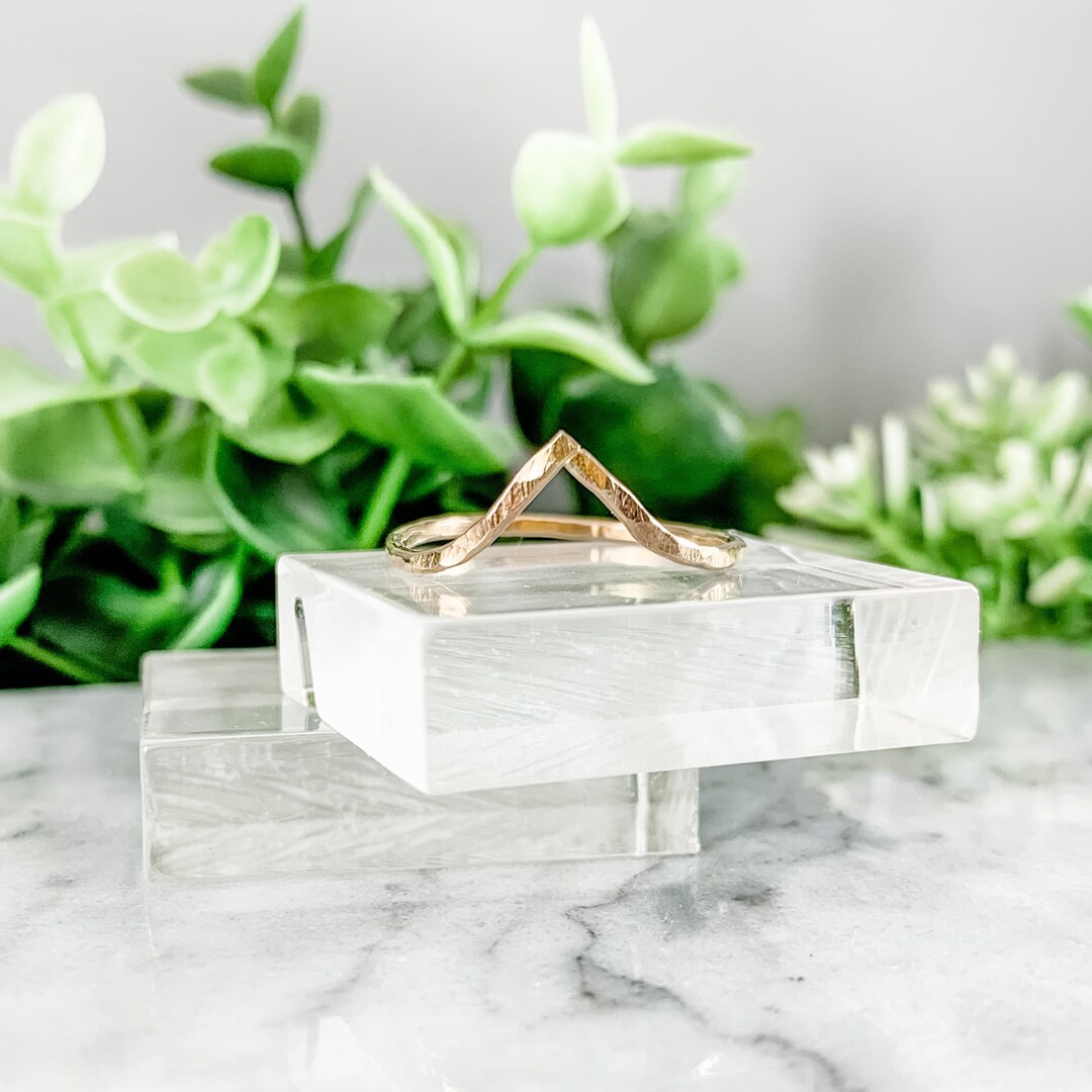 Chevron Geometric Contour Stacking Ring silver Rose Gold Filled Dainty ...