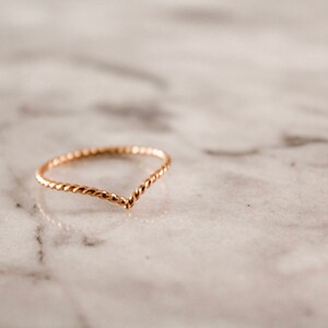 Chevron Geometric Contour Stacking Ring silver Rose Gold Filled Dainty ...