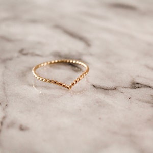 Chevron Geometric Contour Stacking Ring silver Rose Gold Filled Dainty ...