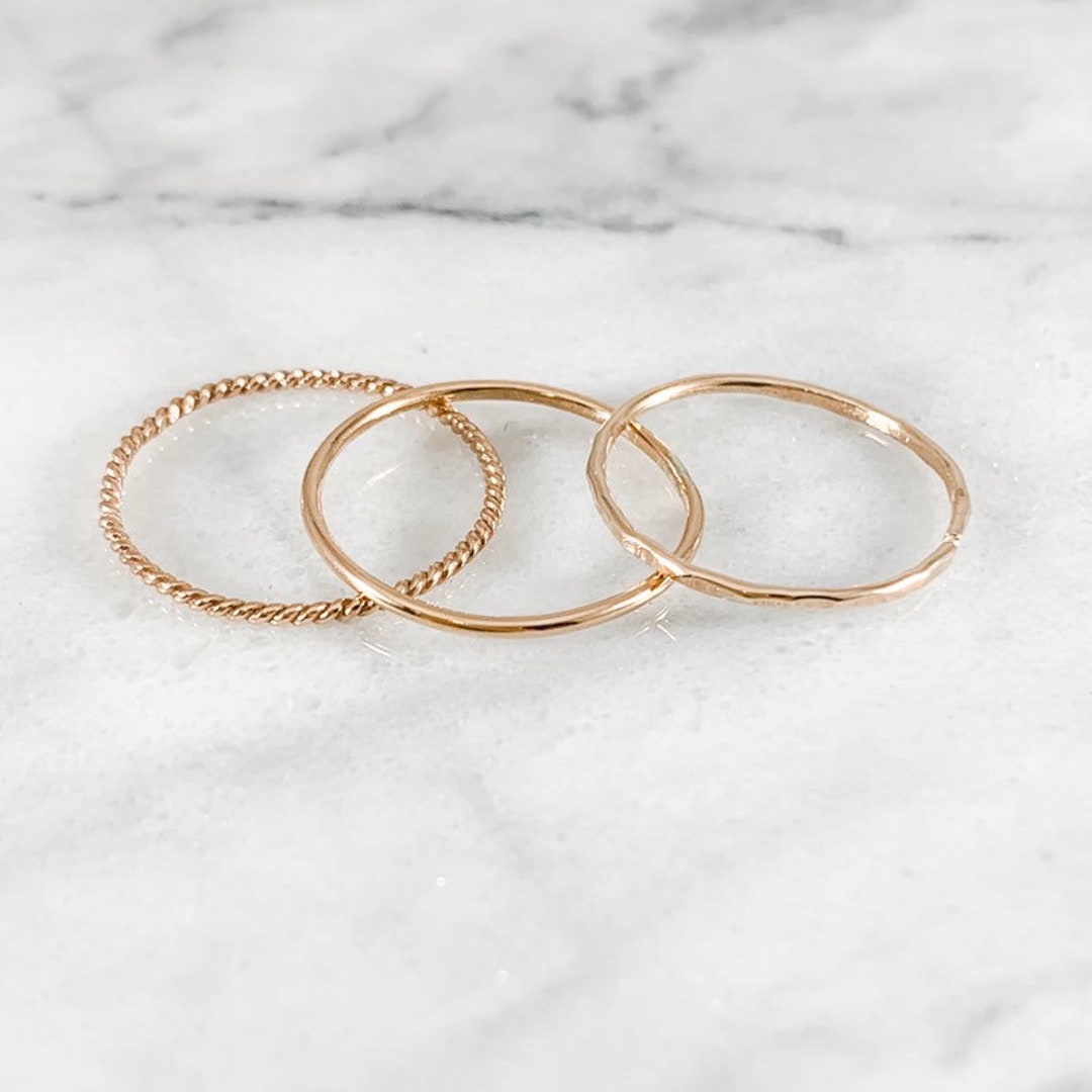 Thin Stacking Ring Set - 3+ RINGS (sterling Silver Gold Filled Rose ...