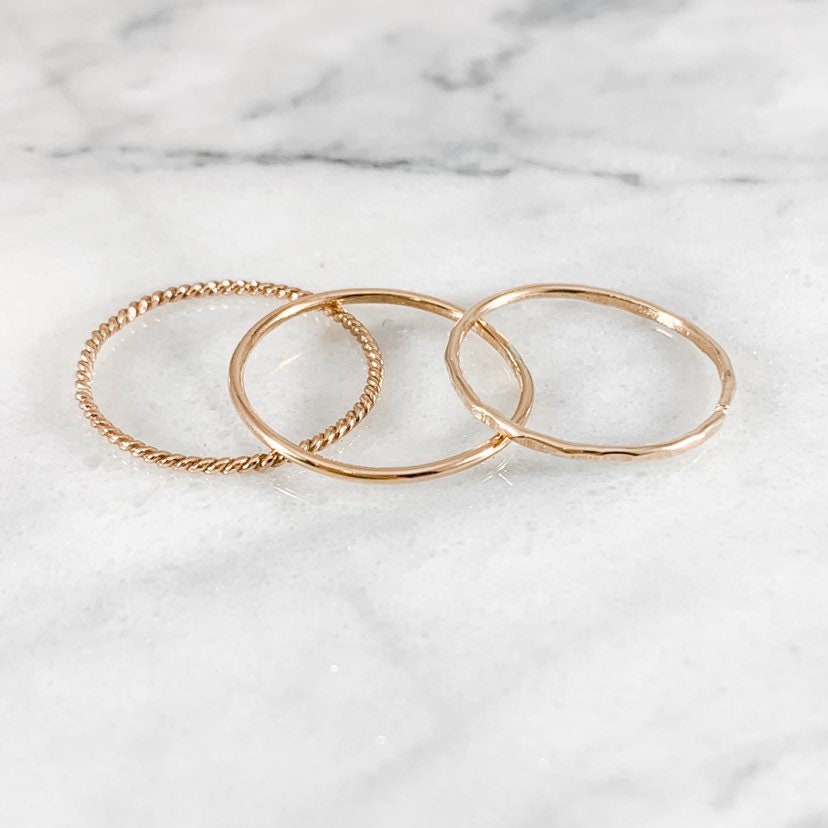 Thin Stacking Ring Set - 3+ RINGS (sterling Silver Gold Filled Rose ...