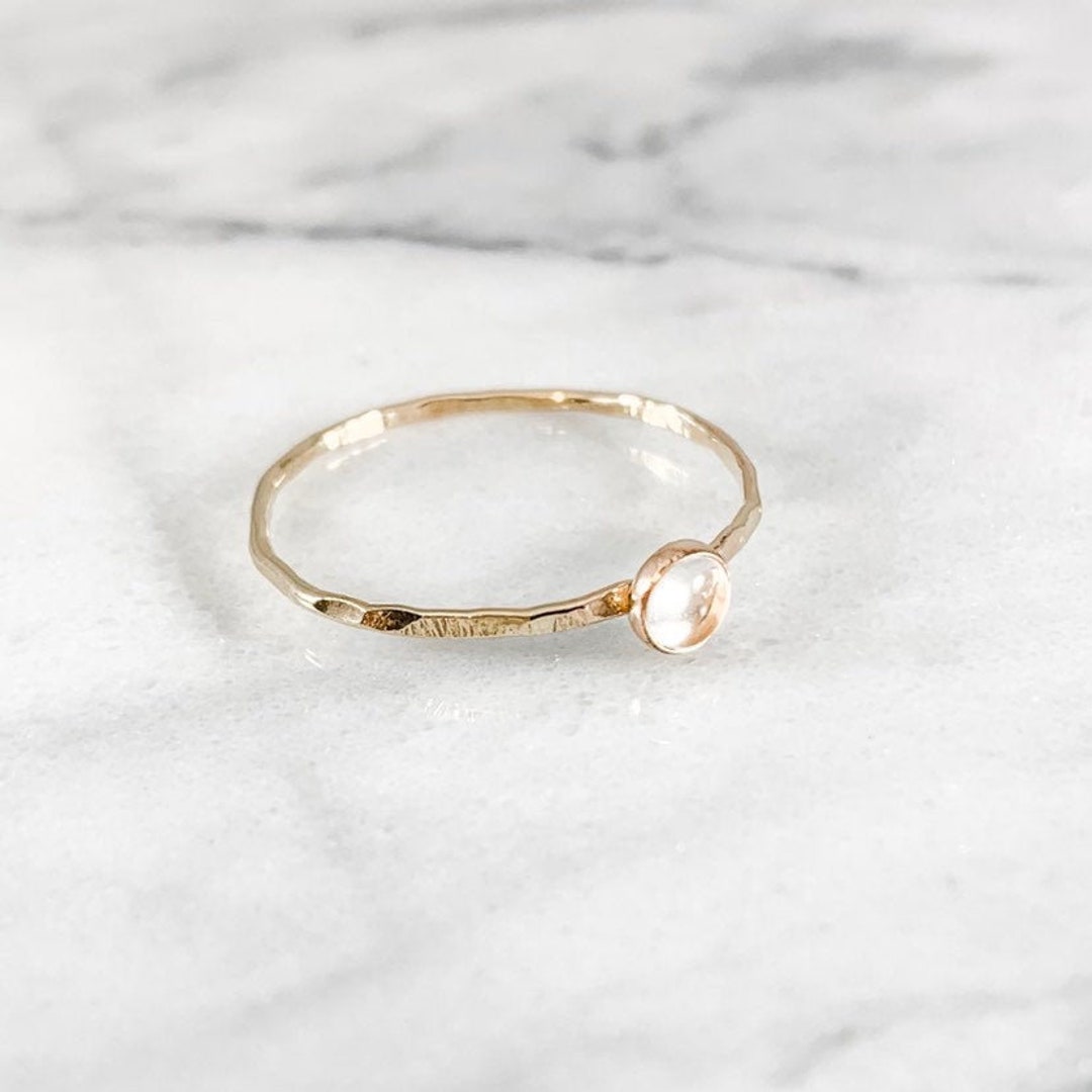 Quartz Stacking Ring, Gemstone Ring, April Birthstone Ring, Birthstone ...