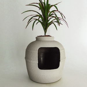 Artistic Hand-textured Tuscany Hidden Litter Box - Linen White ...