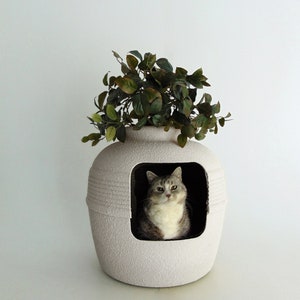 Artistic Hand-textured Tuscany Hidden Litter Box - Linen White ...