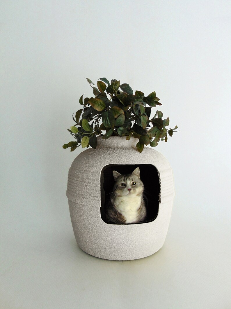 Artistic Hand-textured Tuscany Hidden Litter Box - Linen White ...