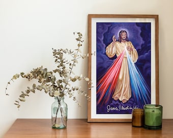 Divine Mercy Print: St. Faustina, Jesus I Trust in You, Catholic Art - Etsy