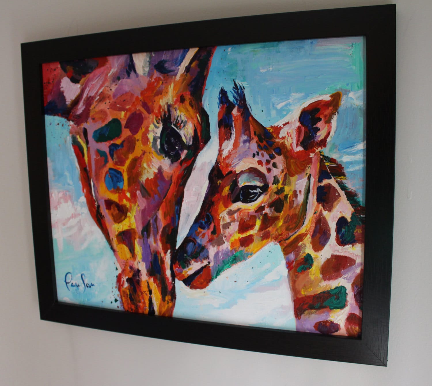 Colorful Giraffe Art Print from my Original Acrylic Painting | Etsy