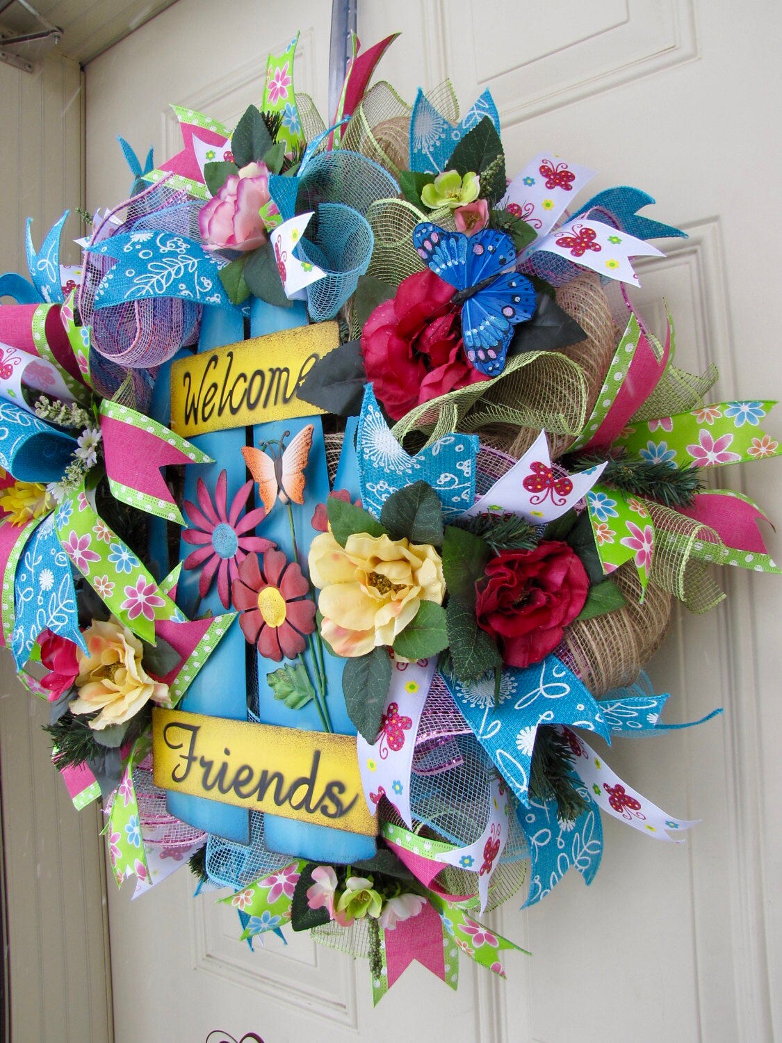 Deco Mesh Wreath Summer Wreath-spring Wreath Front Door | Etsy