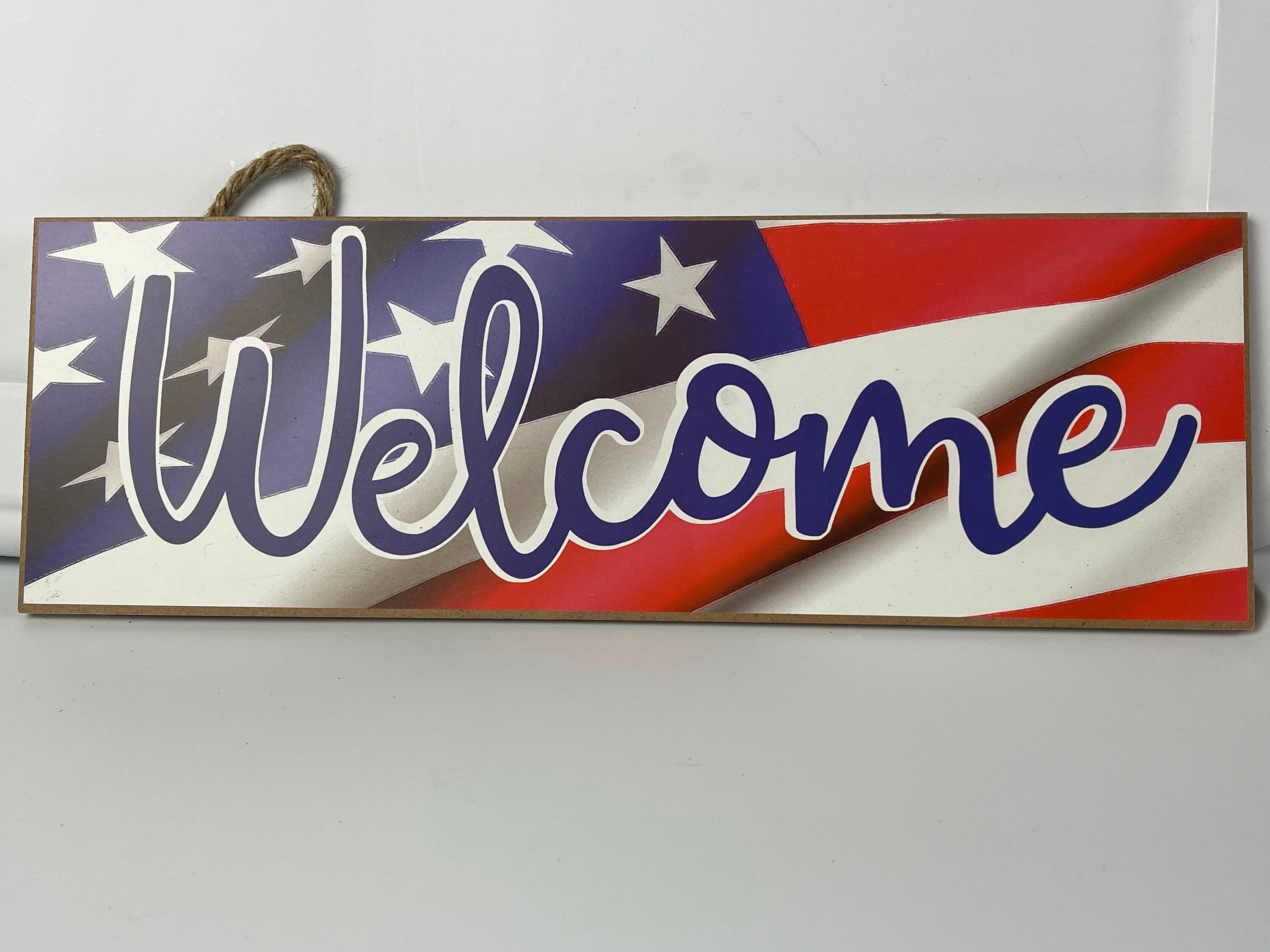 Patriotic Welcome Sign With Coordinating Wired Ribbons, DIY 4th of July ...
