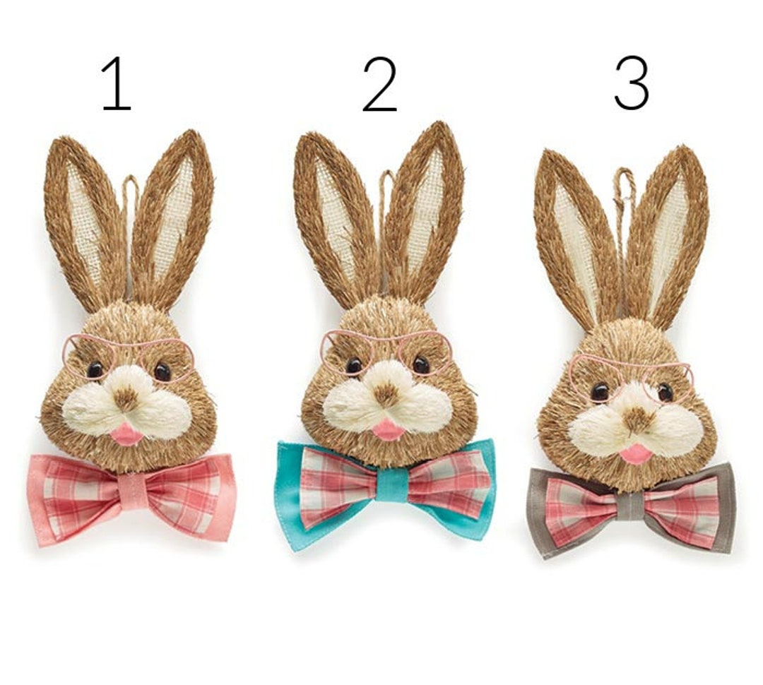 11" Bunny Head With Eye Glasses & Bow Tie, Bunny Decor Kit, Wreath ...