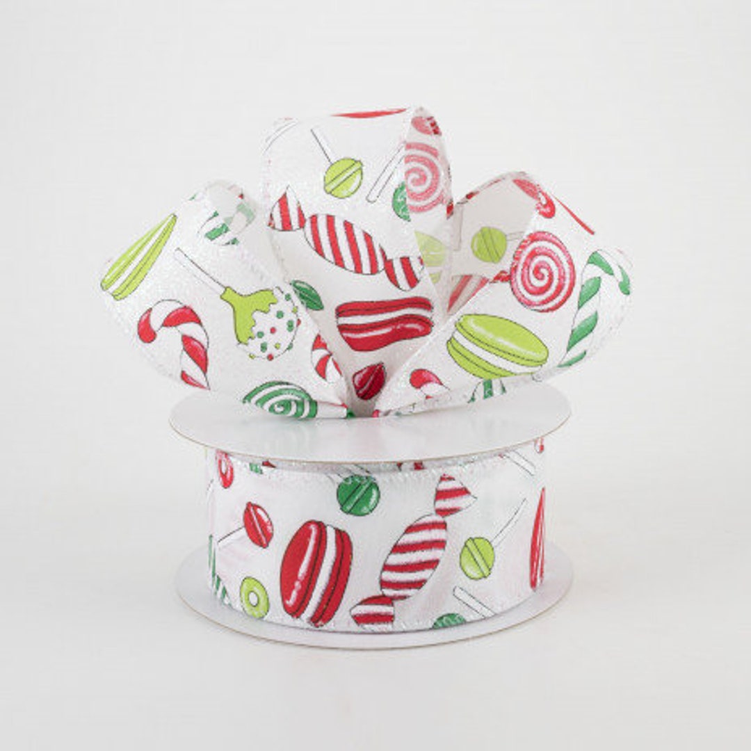 Red Christmas Ribbon- Candy Ribbon - Christmas Ribbon - Wire Ribbon ...