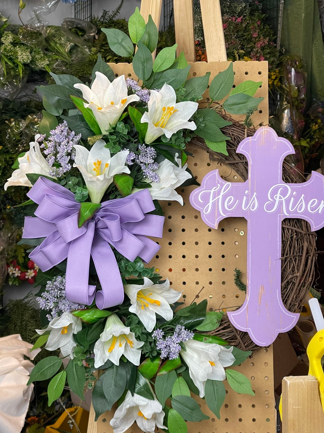 Easter Lily Wreath - Rustic Cross Wreath - Jesus - Old Rugged Cross ...