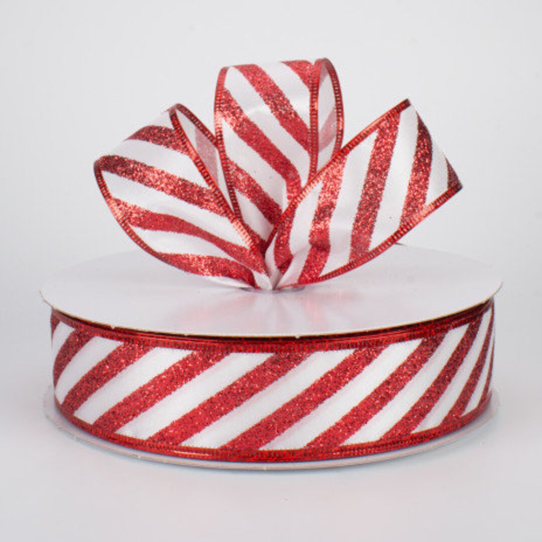 Red Christmas Ribbon- Candy Cane Ribbon - Christmas Ribbon - Wire ...