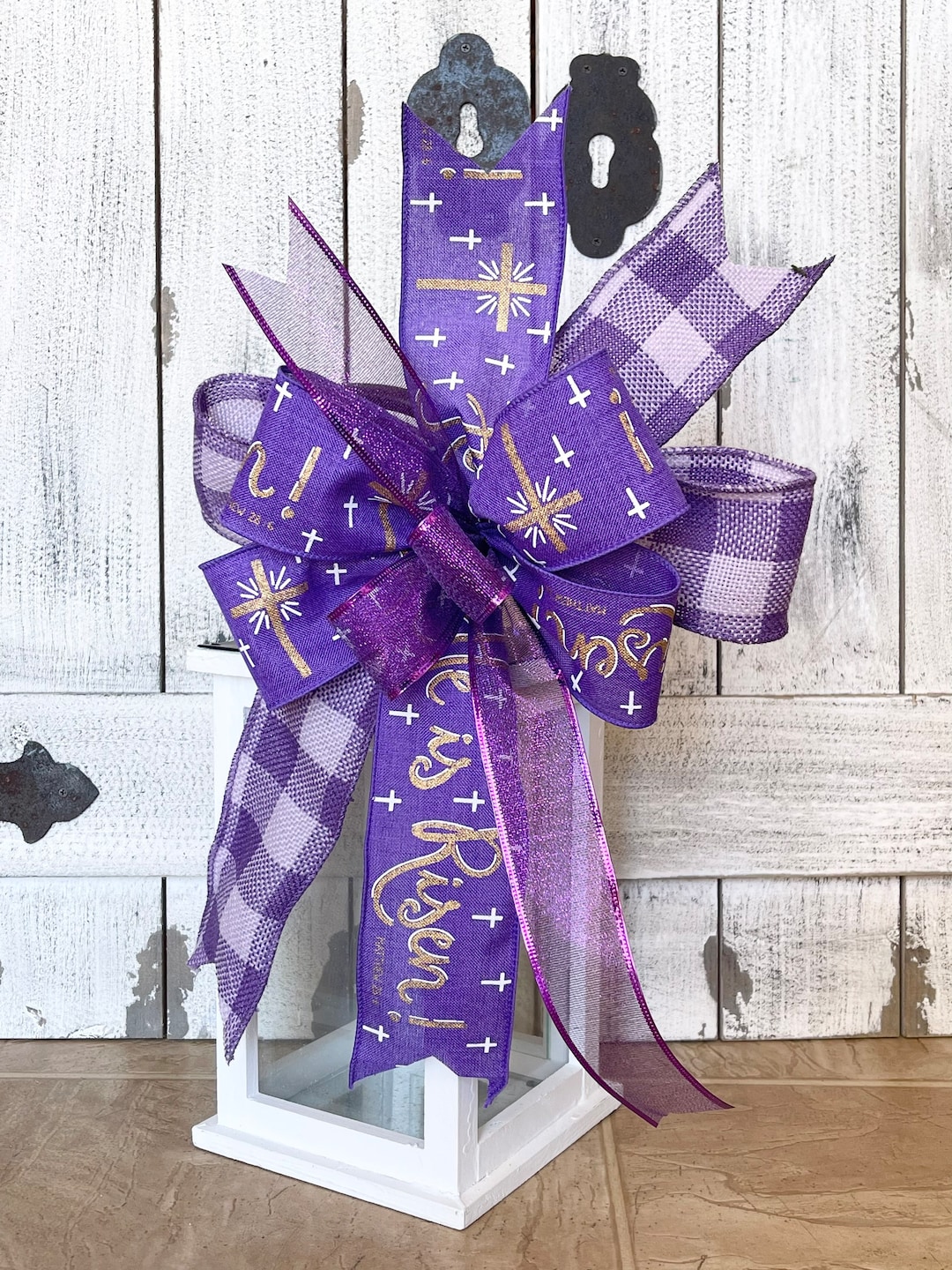Easter Wreath Bow, He is Risen Easter Bow, Easter Decor, Easter Lantern ...