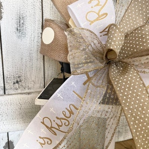 Easter Bow, He is Risen Easter Bow, Easter Decor, Easter Lantern Topper, Wreath Bow, Easter ...