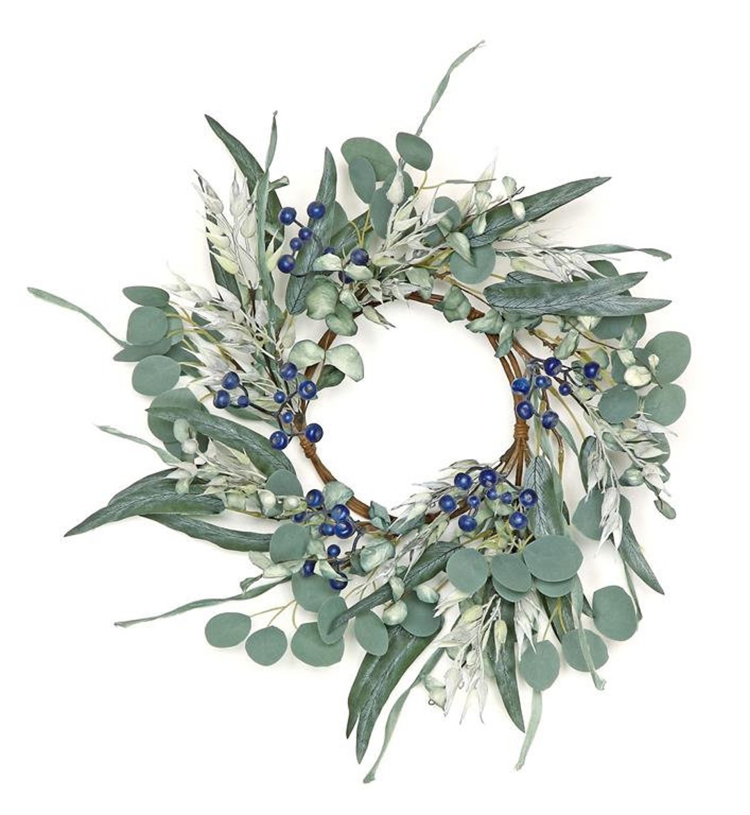 Eucalyptus, Blueberry Table Wreath, 6.5", Mini Wreath, Farmhouse Wreath ...