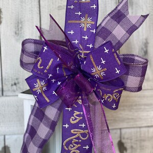 Easter Wreath Bow, He is Risen Easter Bow, Easter Decor, Easter Lantern Topper, Wreath Bow ...