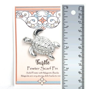 Turtle Magnetic Scarf Pin -pewter- Sea Turtle - Tortoise -beach Wedding ...