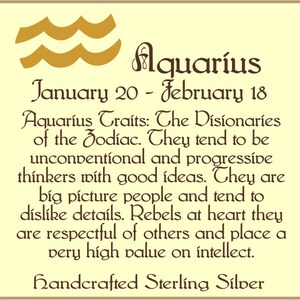 Aquarius Water Bearer Zodiac Solid Sterling Silver Necklace Astrology ...
