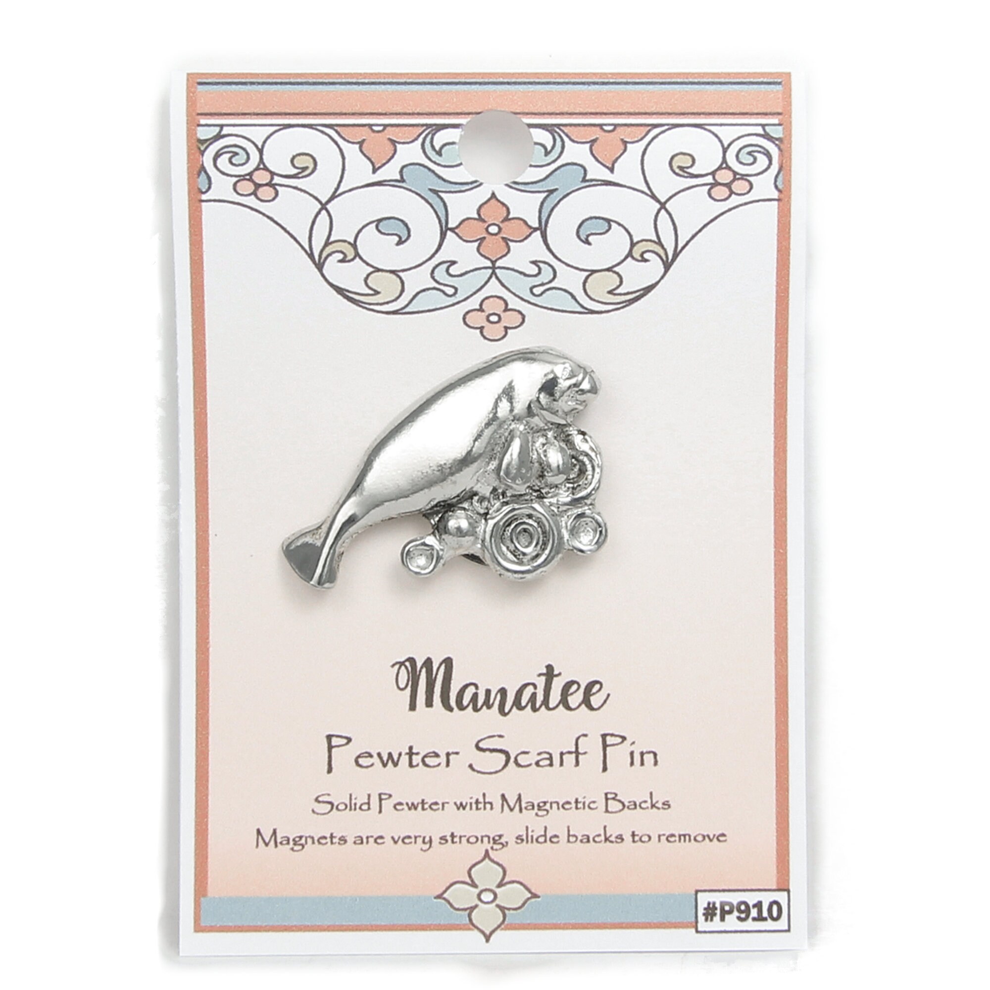Manatee Magnetic Scarf Pin Pewter - Sea Cow Wedding Engagement ...