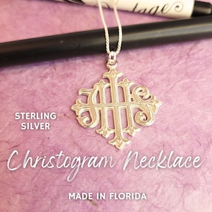 Christogram IHS Cross Sterling Silver Necklace Ancient Christian Symbol ...