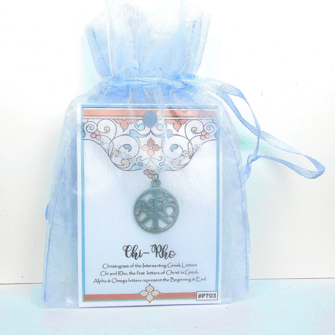 Chi Rho Necklace Christogram Monogram of Christ and Crest - Etsy