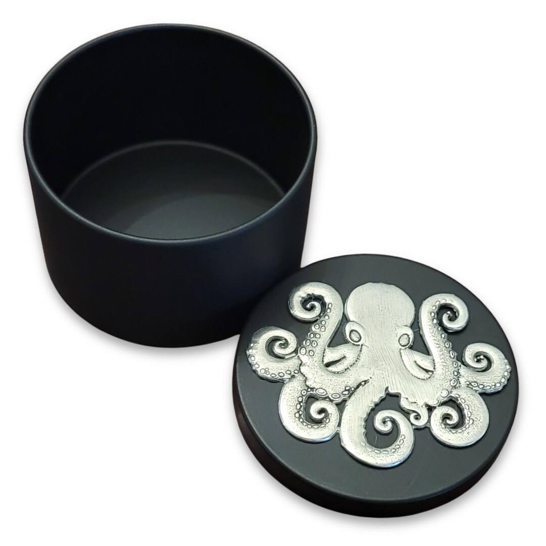 Octopus Pewter Medallion Tin Box: Handmade Nautical Decor, USA Made - Etsy