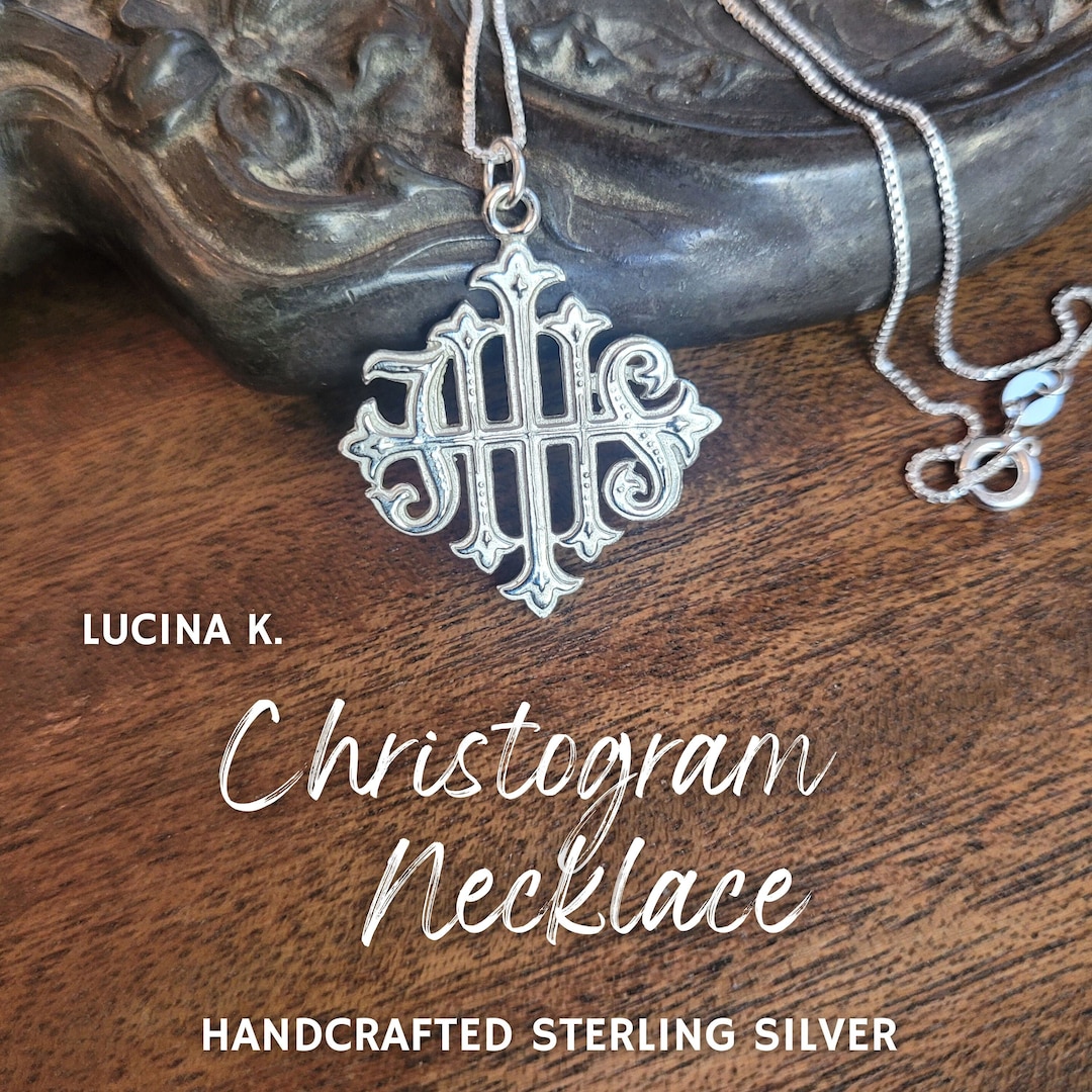 Christogram IHS Cross Sterling Silver Necklace Ancient Christian Symbol ...