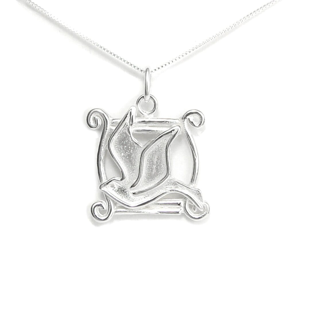 Holy Spirit Dove Scroll Sterling Silver Necklace - Gift Boxed With ...