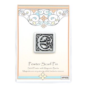 Antique Finished Letter E Initial Pin With Magnetic Back Closure No ...