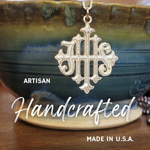 Christogram IHS Cross Sterling Silver Necklace Ancient Christian Symbol ...