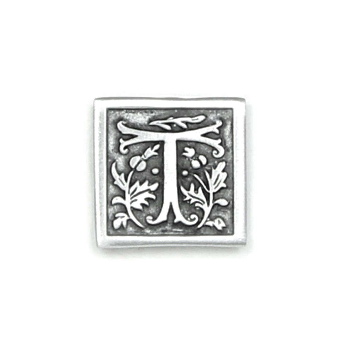 Antique Finished Letter T Initial Pin With Magnetic Back Closure No ...