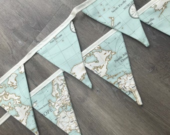 10 Flag Map Bunting // World // Travel // Vintage Beige - Etsy
