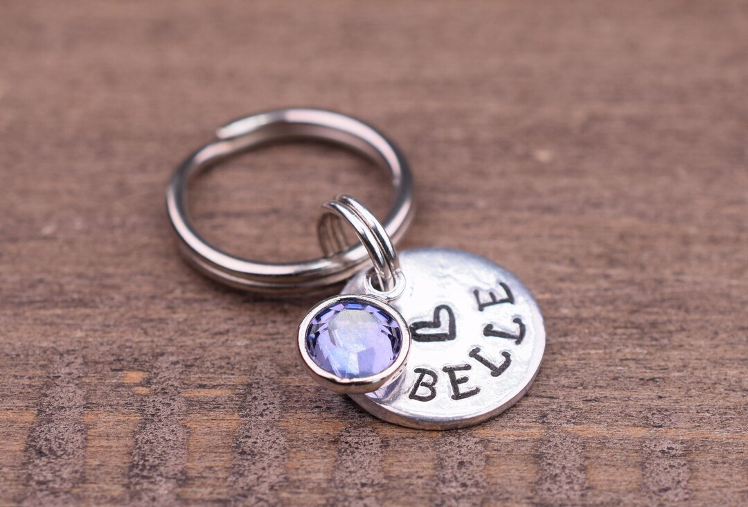 Purple Crystal Cat Id Tag, Hand Stamped Tiny Pet Tag, Kitten Tag ...
