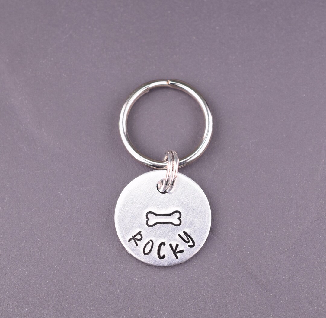 Extra Small Dog Tag, Personalized Dog Bone Dog Tag, Hand Stamped Mini ...