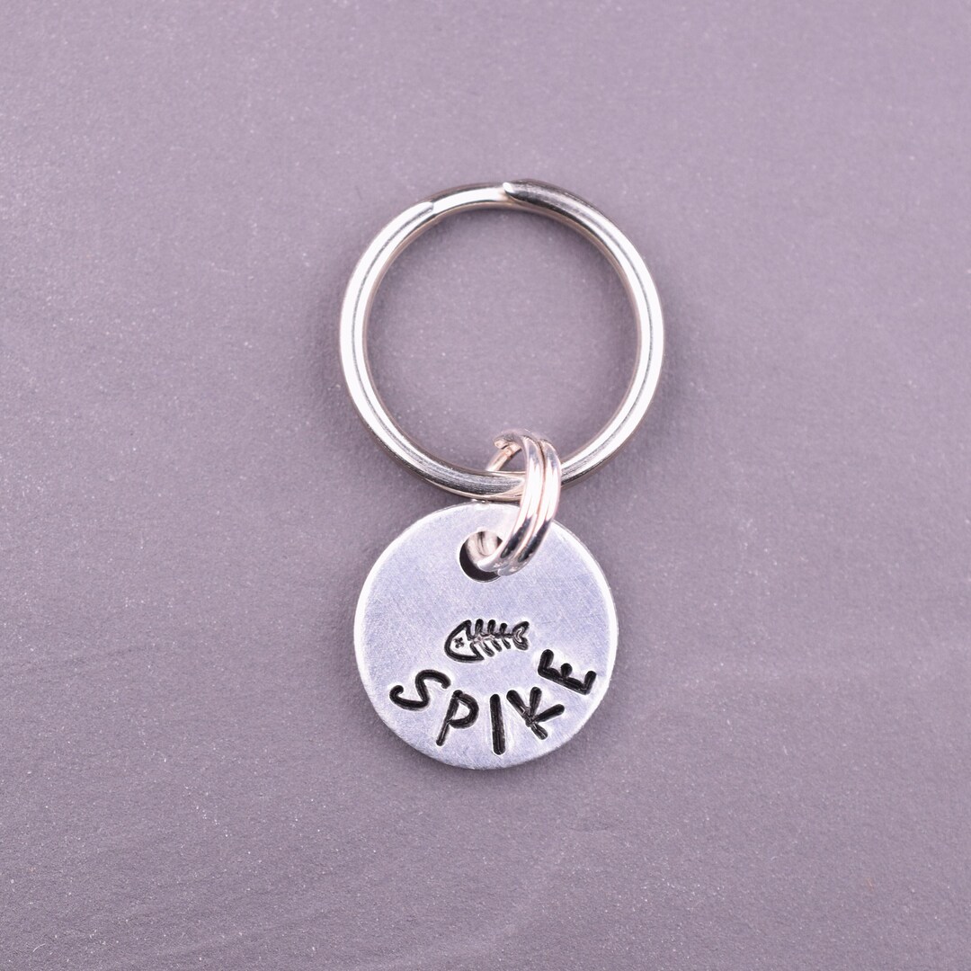 Tiny Cat Tag With Fish Bones, Custom Cat Id Tag, Cute Kitten Tag, Cat ...