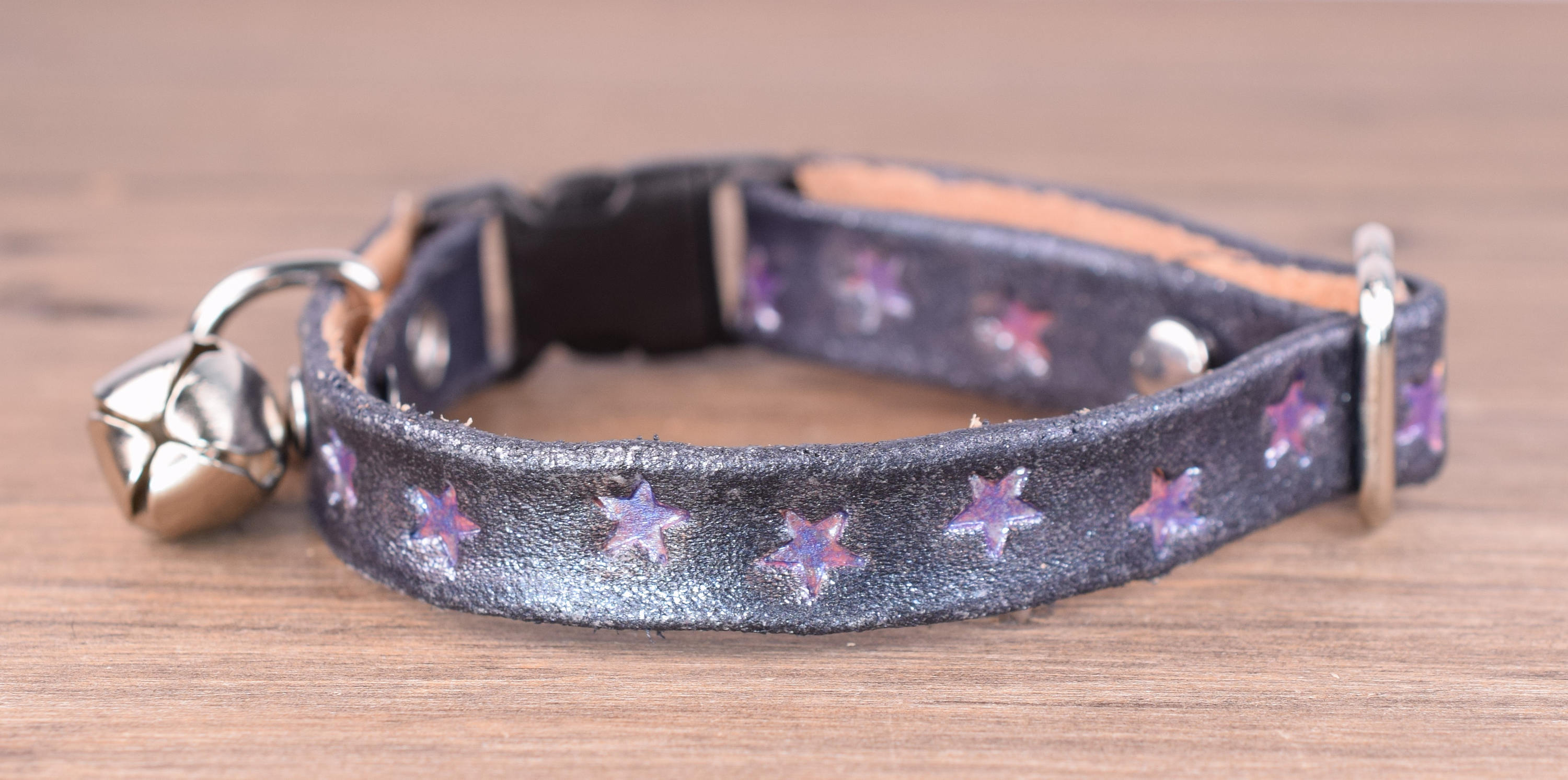Reflective Leather Cat Collar with Stars Reflective Cat | Etsy