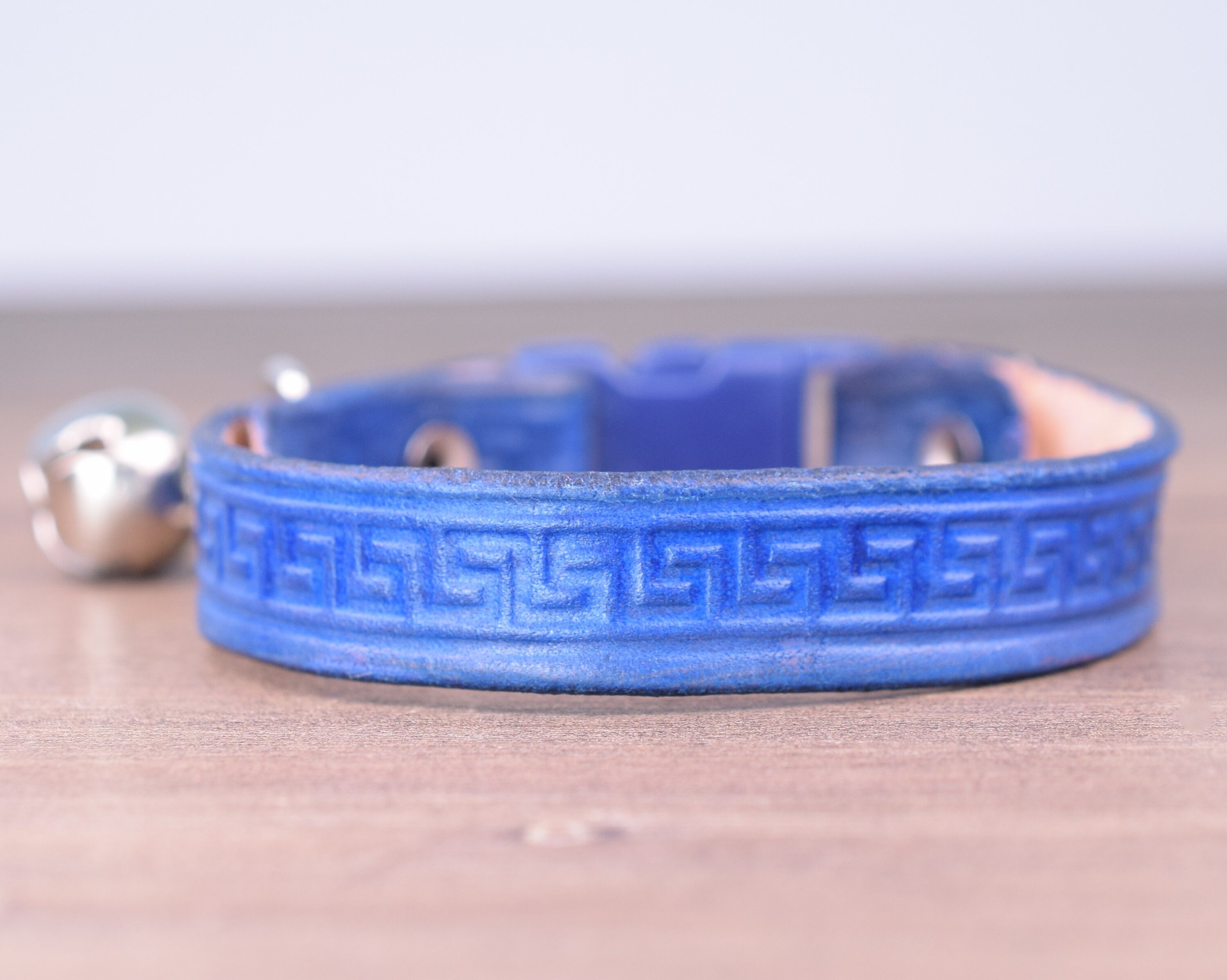 Leather Cat Collar Greek Keys Cat Collar Safe Breakaway Cat | Etsy