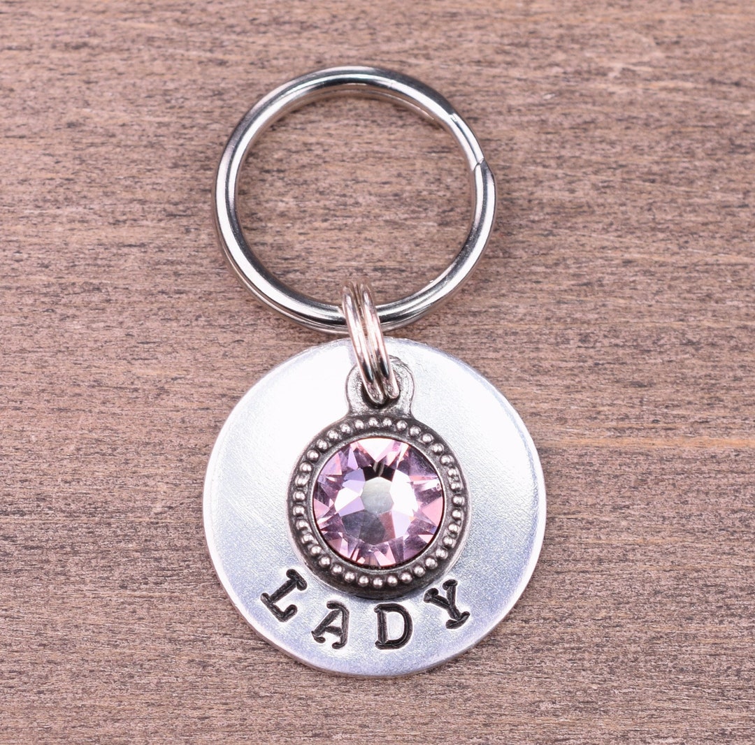 Crystal Dog Tag, Personalized Small Dog Name Tag, Crystal Cat Tag ...