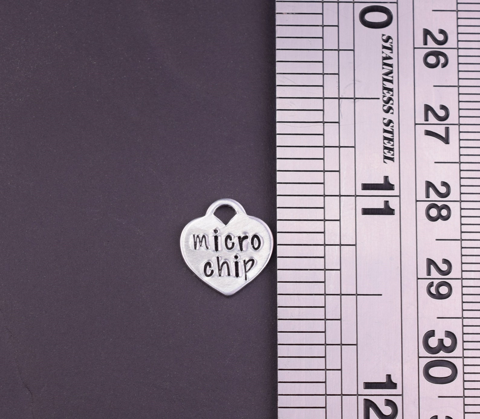 Tiny Microchip Dog Tag Microchipped Tag Hand Stamped Heart | Etsy