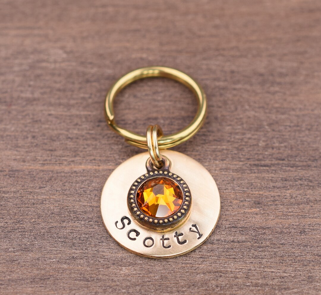 Crystal Dog Tag, Small Dog Id Tag, Topaz Crystal Cat Tag, Custom Dog ...