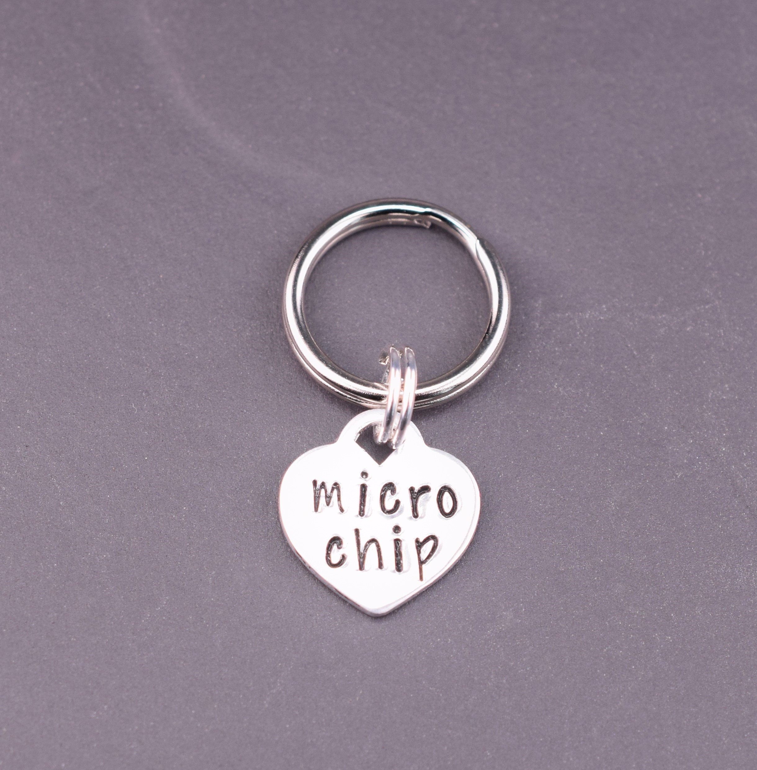 Tiny Microchip Dog Tag Microchipped Tag Hand Stamped Heart | Etsy