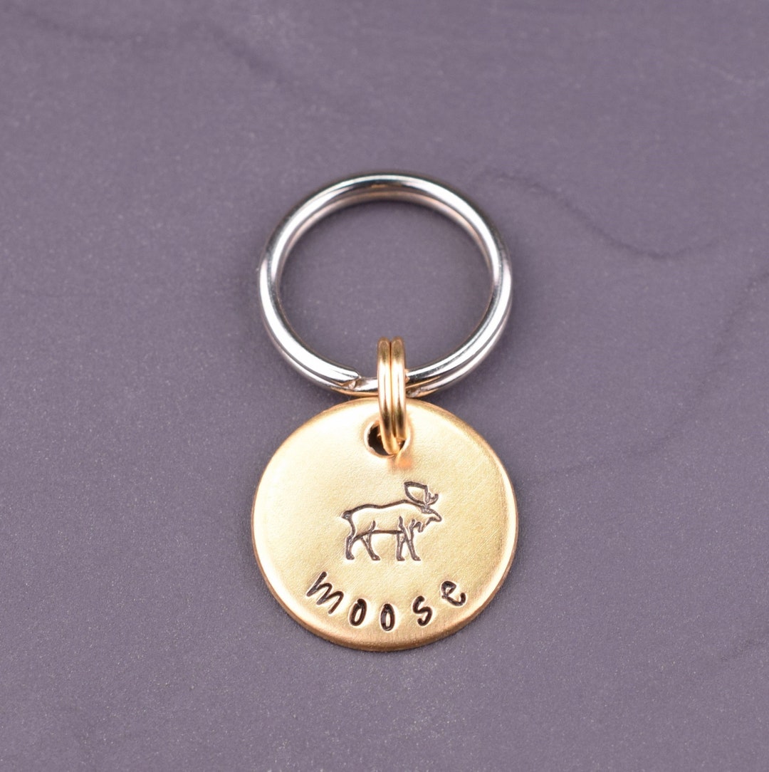 Extra Small Moose Dog Tag, Small Cat Collar Tag, Pet Name Tag ...