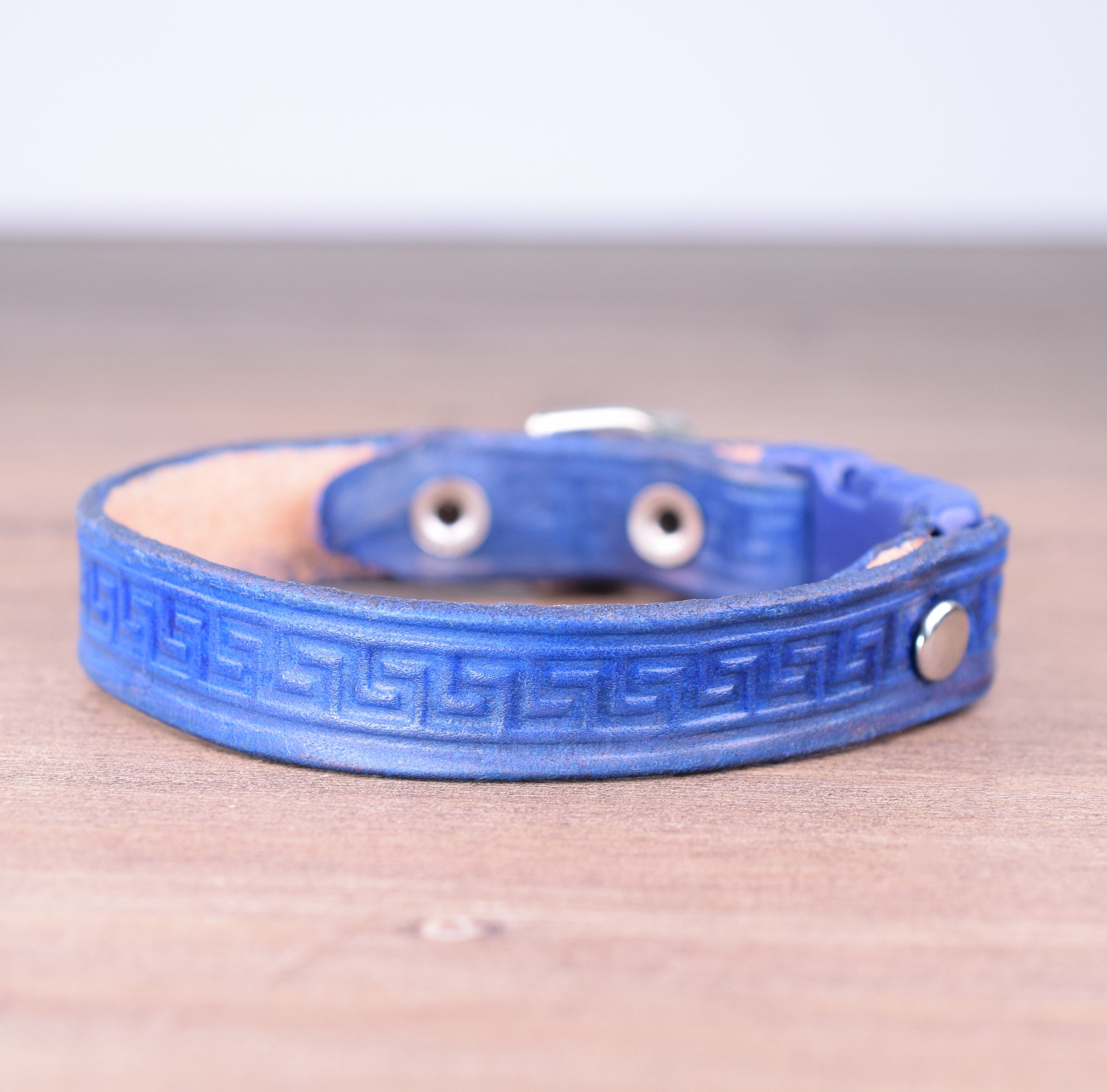 Leather Cat Collar Greek Keys Cat Collar Safe Breakaway Cat | Etsy