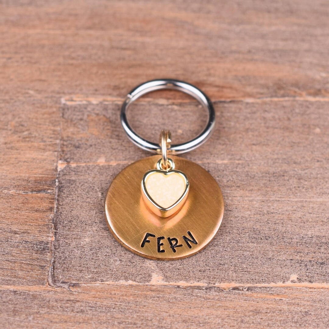 Small Dog Tag With a Crystal Sparkle Druzy Heart Charm, Custom Dog Tags ...