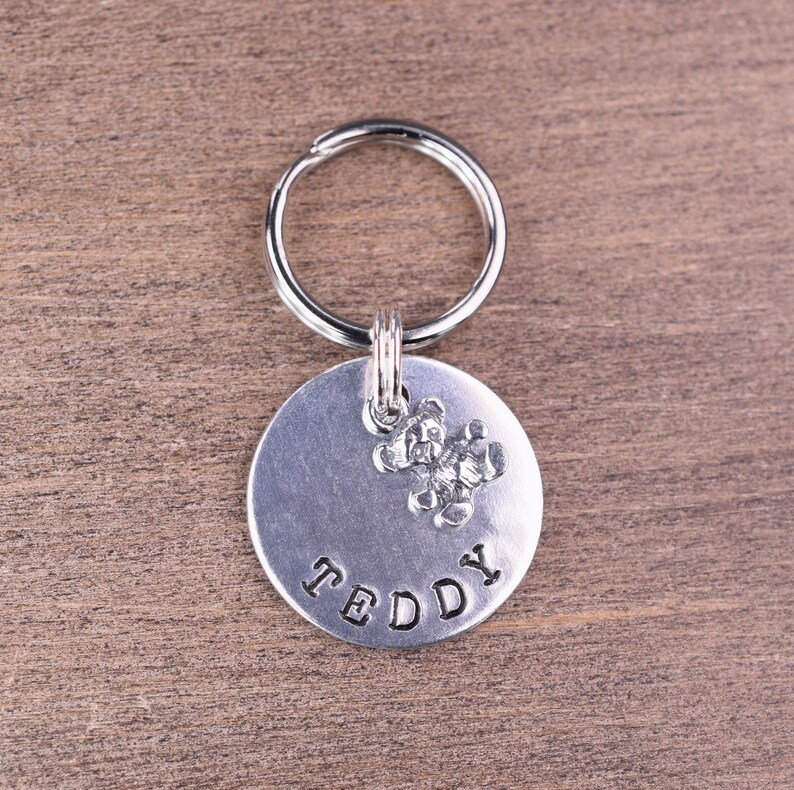 Teddy Bear Dog Tag Personalized Small Dog Tag Custom Dog | Etsy