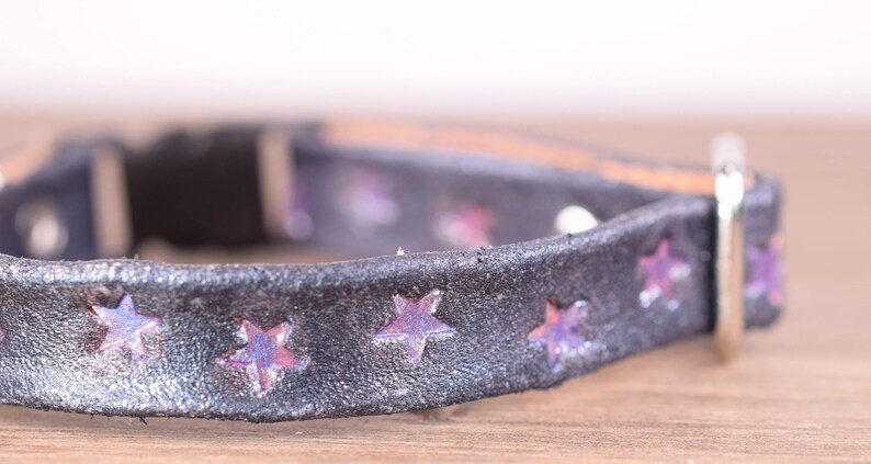 Reflective Leather Cat Collar with Stars Reflective Cat | Etsy