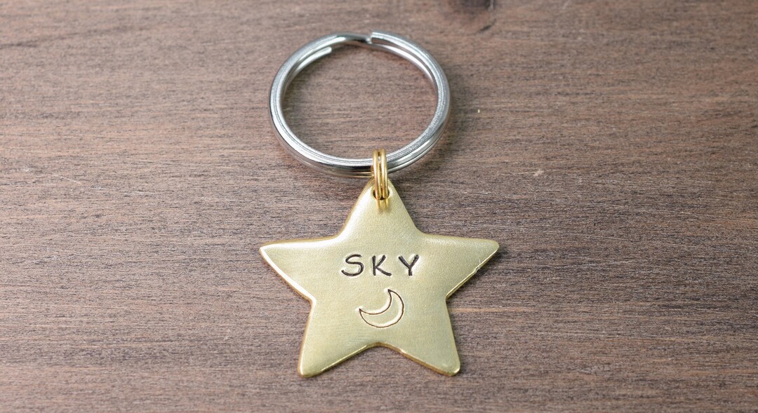 Brass Star Pet Id Tag for Dogs and Cats, Hand Stamped Dog Tag, Cat Tag ...